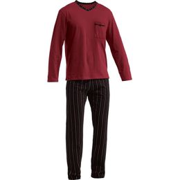 Erwin M&uuml;ller Erwin M&uuml;ller Single-Jersey Schlafanzug in schwarz/weinrot | Gr.: 56