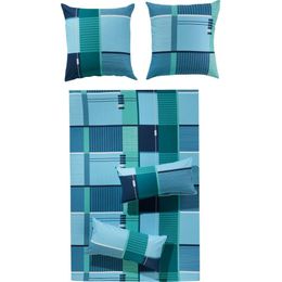 Erwin M&uuml;ller Erwin M&uuml;ller Edel Flanell Bettw&auml;sche in blau-t&uuml;rkis | Gr.: 200x200 cm (40x80 cm)