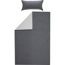 Erwin M&uuml;ller Erwin M&uuml;ller Fein Biber Wendebettw&auml;sche in anthrazit-silber | Gr.: 155 x 220 + 80 x 80 cm