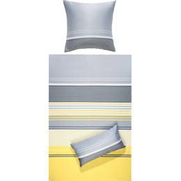Erwin M&uuml;ller Erwin M&uuml;ller Mako-Satin Bettw&auml;sche in gelb-grau | Gr.: 135x220 cm (40x80 cm)