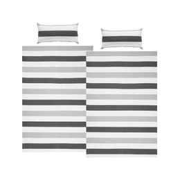 REDBEST Renforc&eacute; Bettw&auml;sche Sparpaket 4-teilig in grau-wei&szlig; | Gr.: 135x200 cm + 40x80 cm