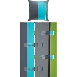 Erwin M&uuml;ller Erwin M&uuml;ller Mako-Single-Jersey Bettw&auml;sche in gr&uuml;n-grau | Gr.: 155 x 200 + 80 x 80 cm