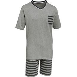 REDBEST Single-Jersey Shorty in hellgrau/anthrazit meliert | Gr.: 48