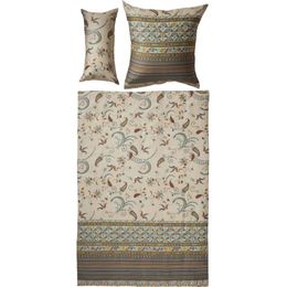 Bassetti Fein Satin Bettw&auml;sche Lilith in natur-beige | Gr.: 200x200 (2x 80x80 cm)