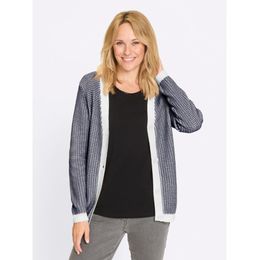 Sieh an! Strickjacke in dunkelblau-ecru-gemustert | Gr.: 54