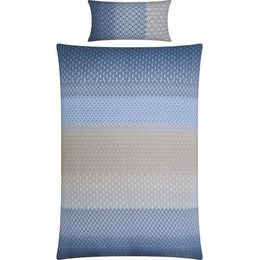REDBEST Seersucker Bettwäsche in blau-beige | Gr.: 135x200 cm + 40x80 cm