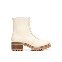 Wittchen Damen-Stiefeletten aus Leder mit Frontreißverschluss in Creme | Gr.: 35