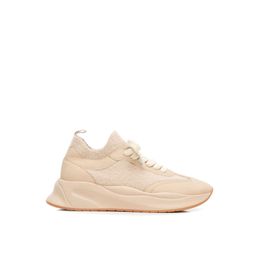 Wittchen Kunstleder-Sneaker mit Fellbesatz in Beige | Gr.: 41