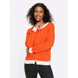 Heine Strickjacke in orange-ecru | Gr.: 48