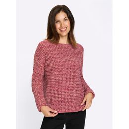 Sieh an! Langarm-Pullover in papaya-fuchsia-meliert | Gr.: 44
