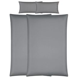 Erwin M&uuml;ller Erwin M&uuml;ller Halbleinen, Leinen/Halbleinen Bettw&auml;sche Sparpaket 4-teilig Deggendorf in silber | Gr.: 155 x 220 + 80 x 80 cm