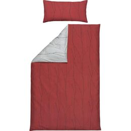 REDBEST Renforc&eacute; Wendebettw&auml;sche in rot-grau | Gr.: 155 x 220 + 80 x 80 cm