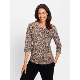 WITT WEIDEN Shirt in grapefruit-oliv-bedruckt | Gr.: 48