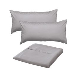 Erwin Müller Erwin Müller Mako-Satin Sommer-Set 3-teilig Landshut in silber | Gr.: 180 x 280 cm