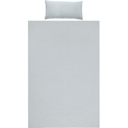 REDBEST Microfaser-Seersucker, Microfaser Bettw&auml;sche Detroit in silber | Gr.: 155x220 cm (40x80 cm)