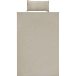 REDBEST Microfaser-Seersucker, Microfaser Bettw&auml;sche Detroit in taupe | Gr.: 155x220 cm (40x80 cm)
