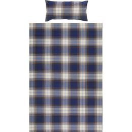 REDBEST Biber Bettw&auml;sche in blau | Gr.: 135x200 cm + 40x80 cm