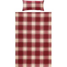 REDBEST Biber Bettw&auml;sche in rot | Gr.: 155 x 200 + 80 x 80 cm