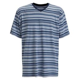 REDBEST Single-Jersey T-Shirt geringelt in jeansblau | Gr.: 50