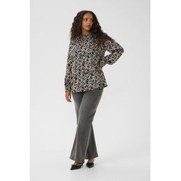 Kaffe curve Langarm-Bluse KCdena Regular fit in Black/Feather Grey Lines | Gr.: 52