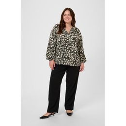 Kaffe curve Kurzarm-Bluse KCjamia Regular fit in Black/Turtledove Graphic | Gr.: 46