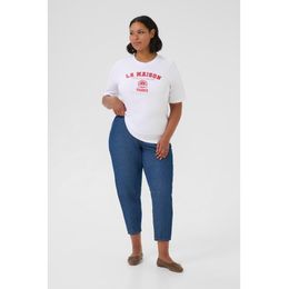 Kaffe curve T-shirt KCadela Loose fit in Optical White/Red Text Print | Gr.: M