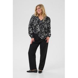 Kaffe curve Langarm-Bluse KCbella Regular fit in Black / Chalk Graphic | Gr.: 54