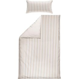 Erwin M&uuml;ller Erwin M&uuml;ller Edel-Flanell Wendebettw&auml;sche in taupe-wei&szlig; | Gr.: 155x240 cm (40x80 cm)