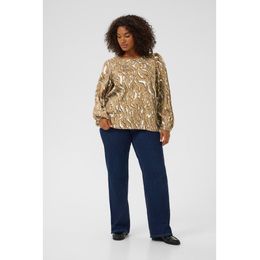 Kaffe curve Langarm-Bluse KCmilina Regular fit in Toasted Coconut Graphic Animal | Gr.: 44