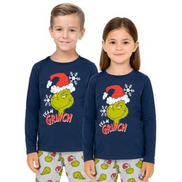 The Grinch Schlafanzug Pyjama Set Langarm Oberteil mit Hose in blau/grau | Gr.: 122/128