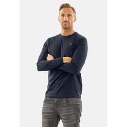 U.S. Polo Assn. Longsleeve USAaron &ndash; Herren Langarmshirt mit Logo-Stickerei in Navy-Rot | Gr.: M