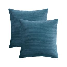 Erwin M&uuml;ller Erwin M&uuml;ller Cord Kissenh&uuml;lle 2er-Pack Glasgow in petrol | Gr.: 40 x 40 cm