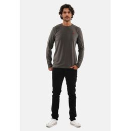 U.S. Polo Assn. Longsleeve USAaron &ndash; Herren Langarmshirt mit Logo-Stickerei in Anthrazit-Rot | Gr.: 3XL