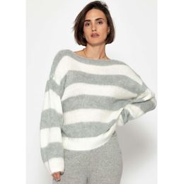 SASSYCLASSY Gestreifter Pullover in Grau | Gr.: L