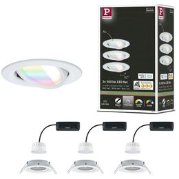 Paulmann LED Einbauleuchte "LED Einbauleuchte Nova Coin rund 84mm 50", weiß, 3, Ø 8,4cm, 3 Stk., Leuchten, Memoryfunktion, Farbwechsler, Farbsteuerung, Dimmer, Smart Home