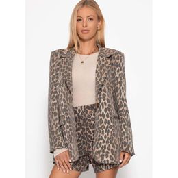 SASSYCLASSY Blazer mit Leo-Print in Braun | Gr.: S