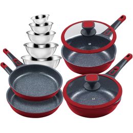 Pfannen-Set King "Moonscape", rot, Ø:28cm, Pfannen, Induktion, Moonscape-Beschichtung,inkl. 5 Schüsseln