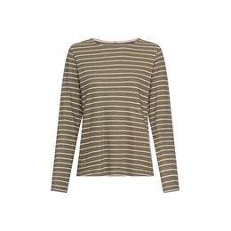 Camel Active Langarmshirt in shadow khaki stripes | Gr.: XL