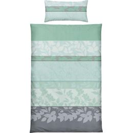 REDBEST Microfaser-Satin, Microfaser Bettw&auml;sche in mint-grau | Gr.: 135x200 cm + 40x80 cm