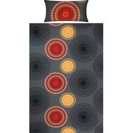 REDBEST Biber Bettw&auml;sche in anthrazit-terra | Gr.: 200x200 cm (40x80 cm)