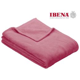 Wohndecke Ibena "Uni Fleecedecke Olbia", pink, B:130cm L:180cm, Polyester, Wohndecken, einfarbig schick, Kuscheldecke