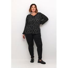 Kaffe curve Langarm-Bluse KCami Regular fit in Black/Grey Graphic Simili | Gr.: 54