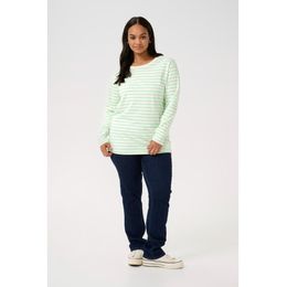 Kaffe curve Langarm-Shirt KCwinni Loose fit in Antiquie White/Green Stripe | Gr.: L