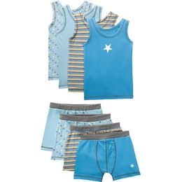 Erwin M&uuml;ller Erwin M&uuml;ller Baumwolle, Single-Jersey Jungen-Unterw&auml;sche-Set 8-teilig in blau/gelb | Gr.: 122/128