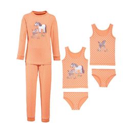 Erwin M&uuml;ller Erwin M&uuml;ller Single-Jersey M&auml;dchen-W&auml;sche-Set 6-teilig in apricot/wei&szlig; | Gr.: 134/140