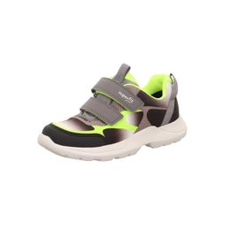 Superfit Leder-Sneakers "Rush" in Grau/ Schwarz/ Gelb | Gr.: 25
