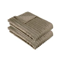 Erwin Müller Erwin Müller Fleece, Microfaser Wohndecke 2er-Pack Aosta in taupe | Gr.: 130 x 170 cm