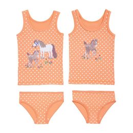 Erwin M&uuml;ller Erwin M&uuml;ller Baumwolle, Single-Jersey M&auml;dchen-Unterw&auml;sche-Set 4-teilig in aprikot/wei&szlig; | Gr.: 110/116