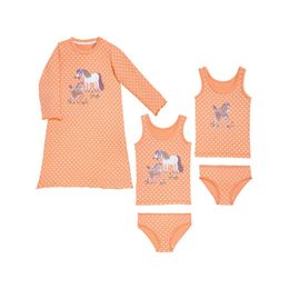 Erwin M&uuml;ller Erwin M&uuml;ller Single-Jersey M&auml;dchen-W&auml;sche-Set 5-teilig in apricot/wei&szlig; | Gr.: 110/116