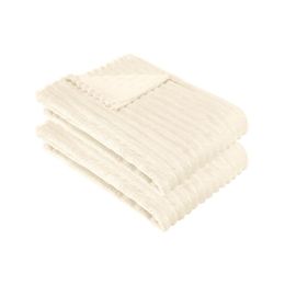 Erwin M&uuml;ller Erwin M&uuml;ller Fleece, Microfaser Wohndecke 2er-Pack Aosta in wollwei&szlig; | Gr.: 130 x 170 cm